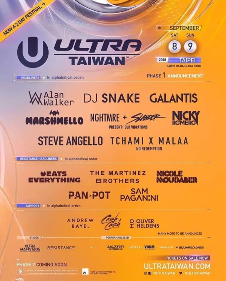 Ultra Taiwan Phase-1 Line Up Is Absolutely Perfect For It's Debut ...